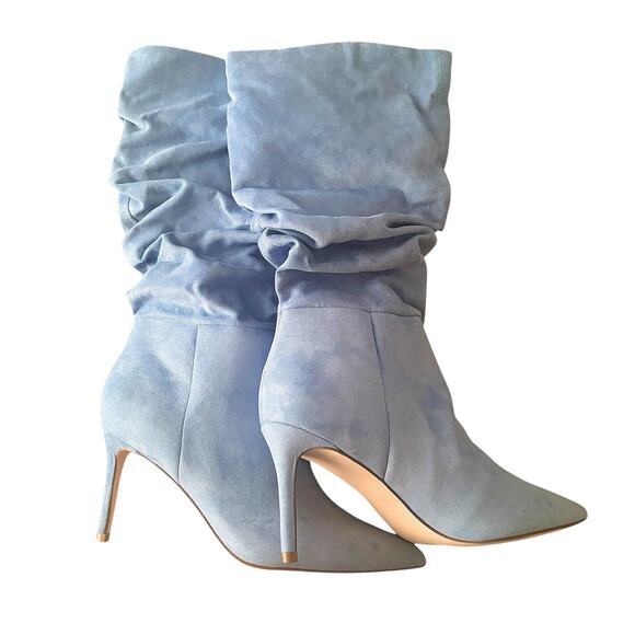 JustFab | Shoes | Soft Blue Slouch Heeled Boots Sz 7 Soft Girl Street ...